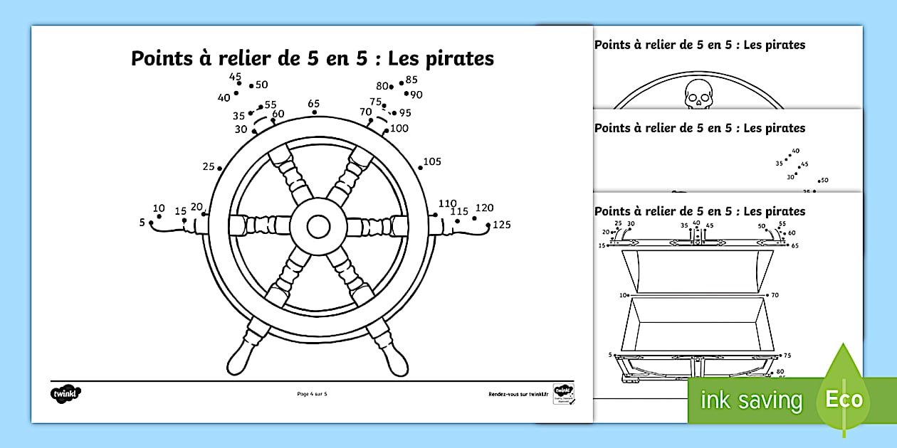 Points à relier de 5 en 5 : Les pirates (teacher made)