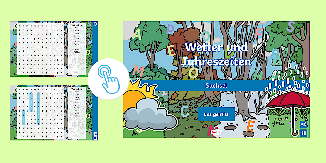 Wetter und Jahreszeiten - Interaktive Buchstabengitter