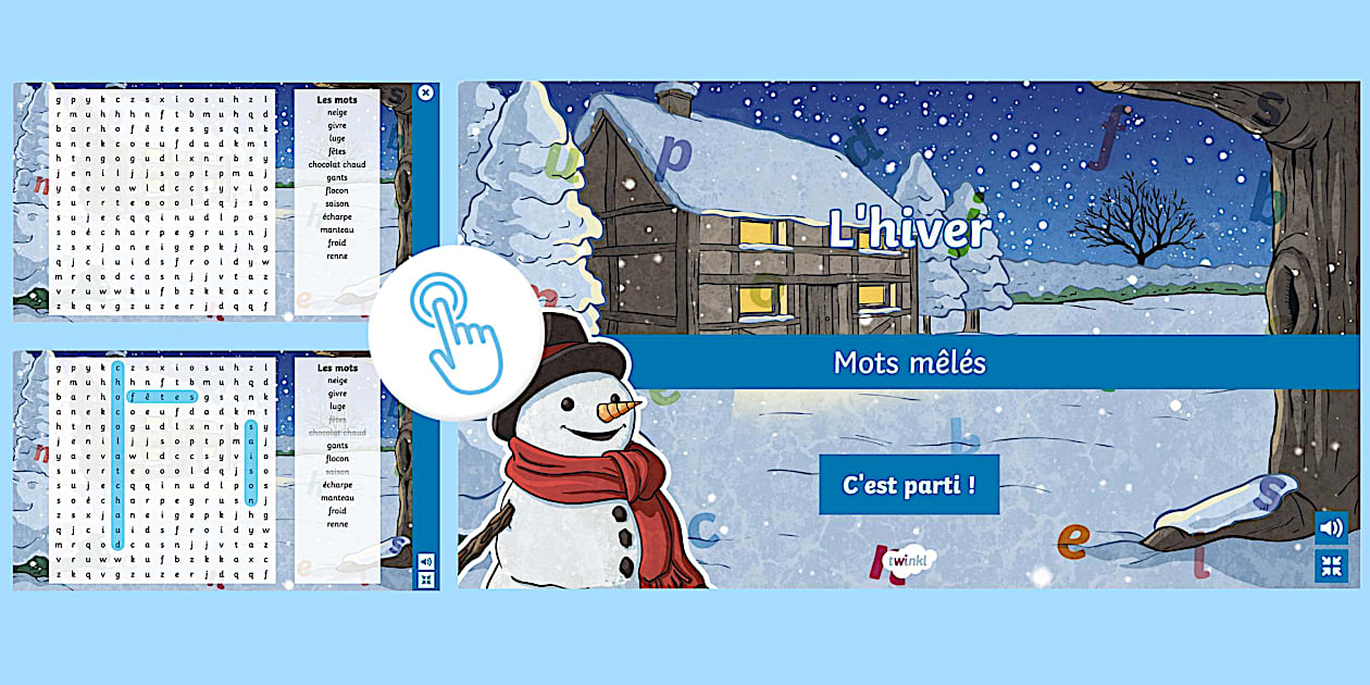 Mots mêlés interactif : L'hiver (l'enseignant a fait)