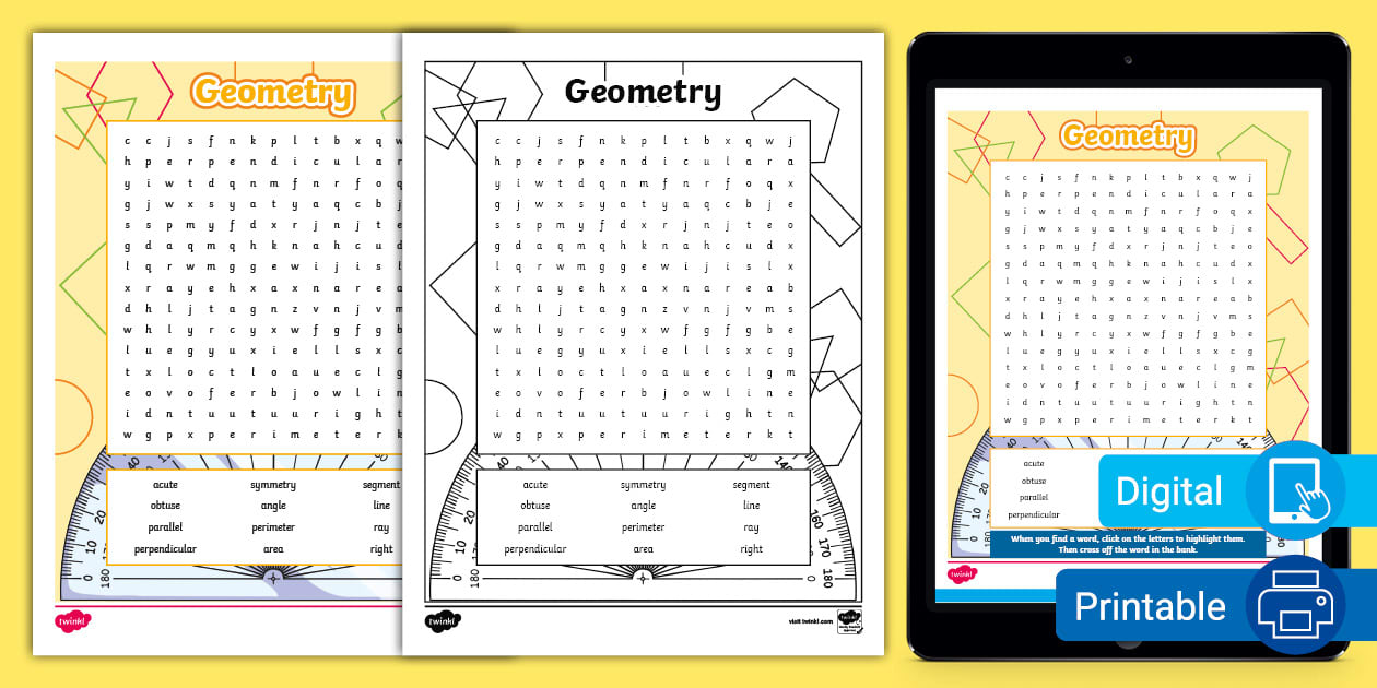 Word Search 4th Grade | Geometry Terms | Twinkl USA - Twinkl