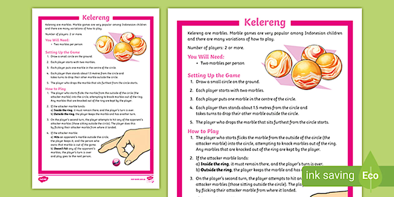 Indonesian Games: Kelereng Instructions (teacher made)