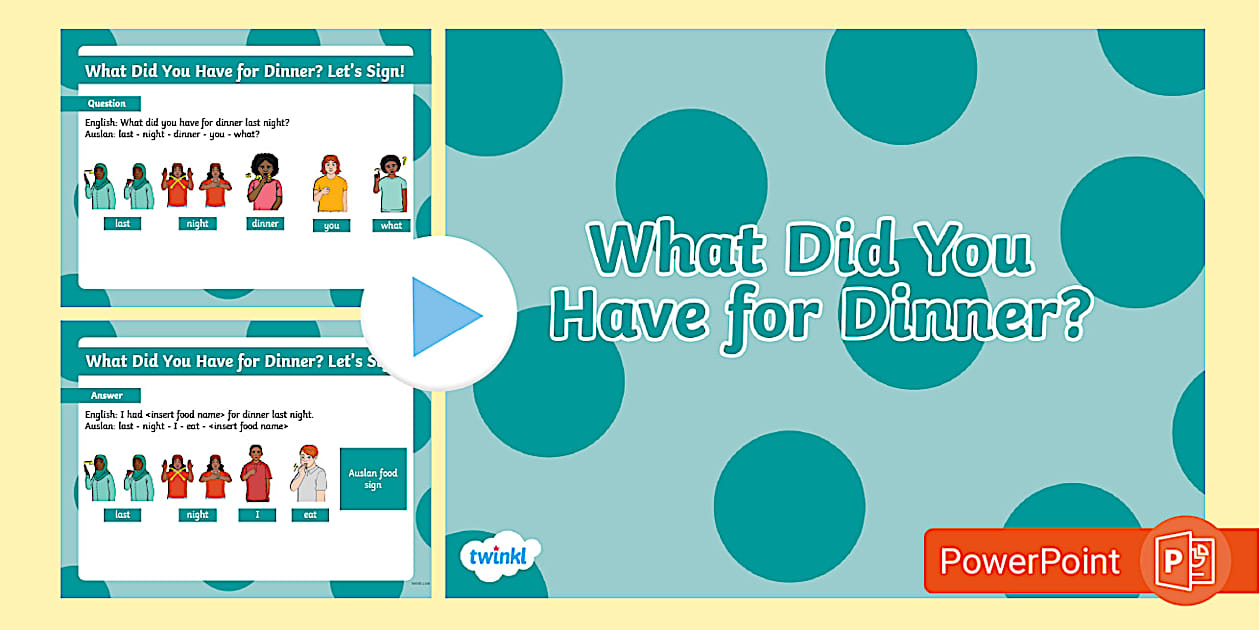 What Did You Have for Dinner? Auslan PowerPoint - Twinkl