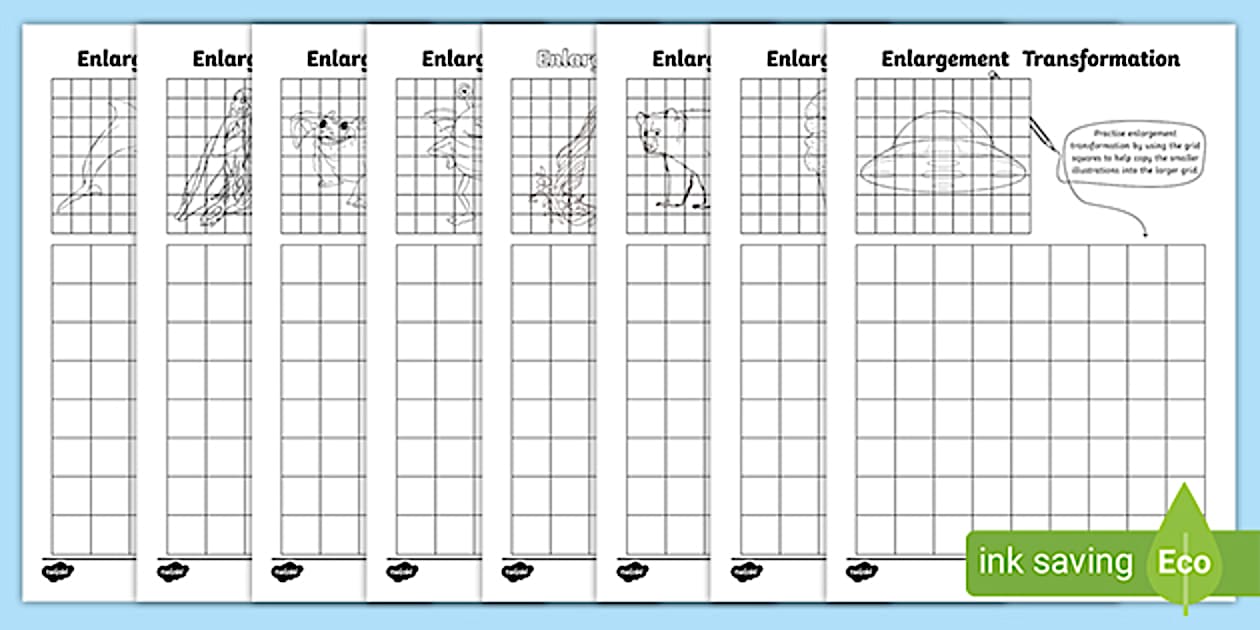 Shape translation: transformations and enlargement worksheet