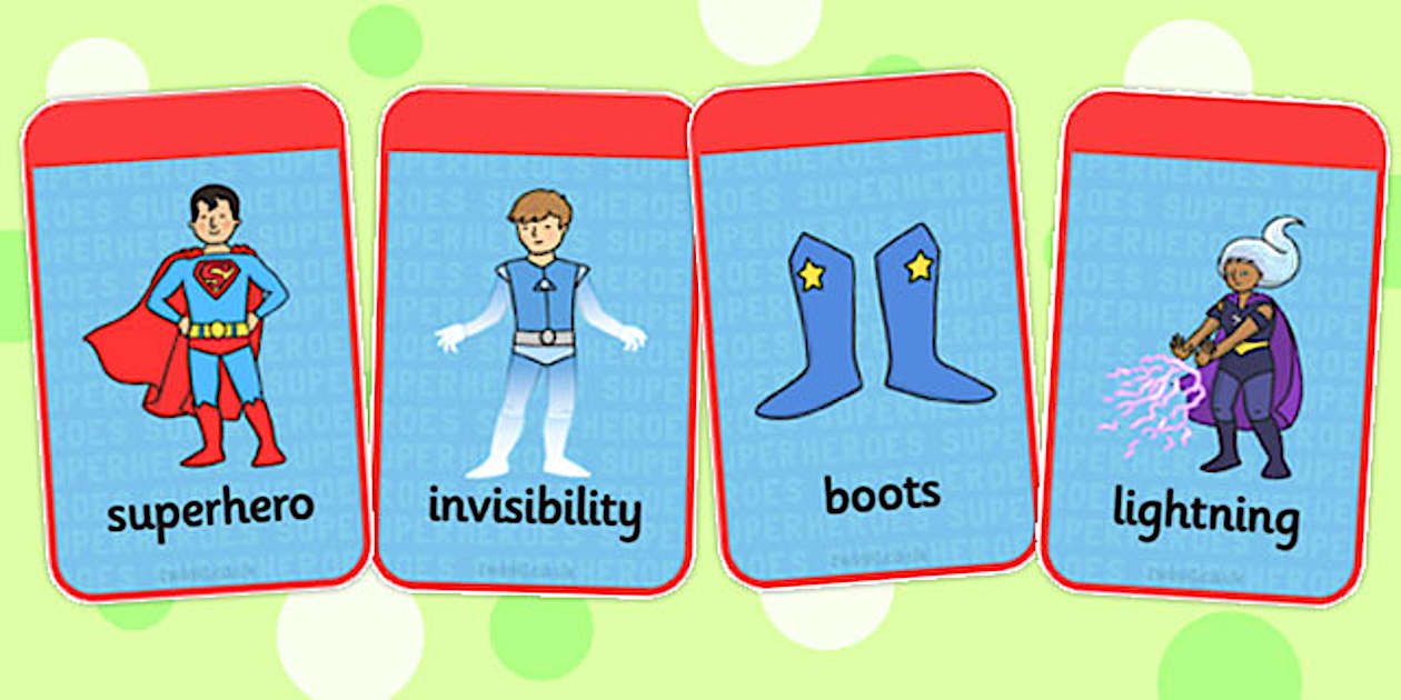 Superhero Flashcards - ESL Superhero Vocabulary Flashcards