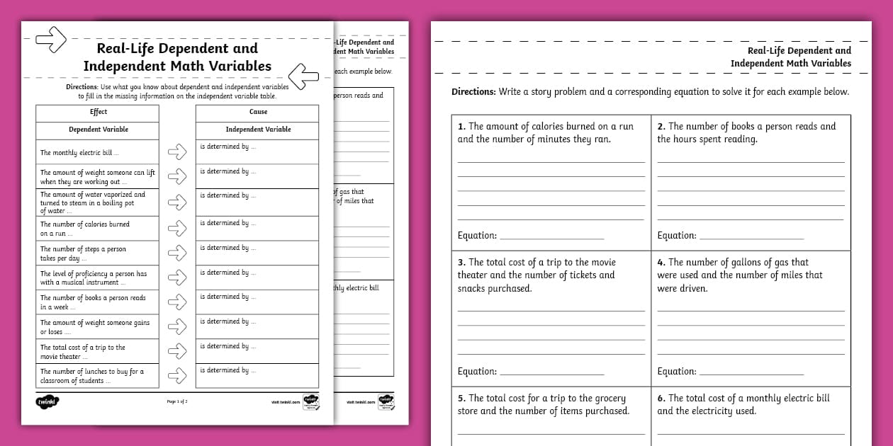 Dependent and Independent Variables Examples | Twinkl USA