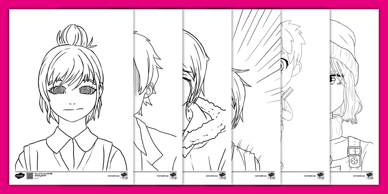 Anime Character Colouring Sheets (teacher made) - Twinkl