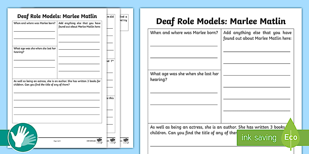 Deaf Role Models Marlee Matlin Research Activity - Twinkl