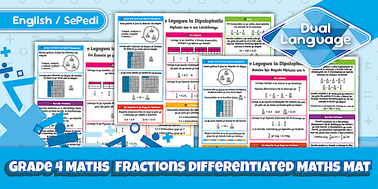 Grade 4 Maths Fractions Differentiated Mat Sepedi/English