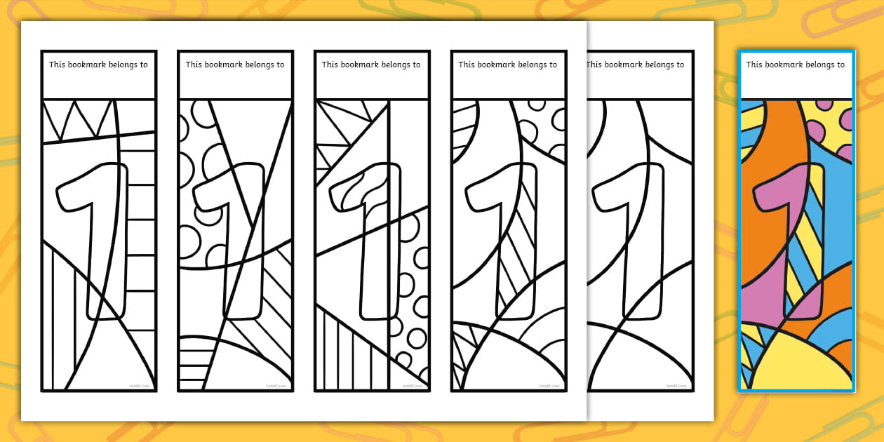 Primary 1 Pop Art Colouring Bookmarks (teacher made)