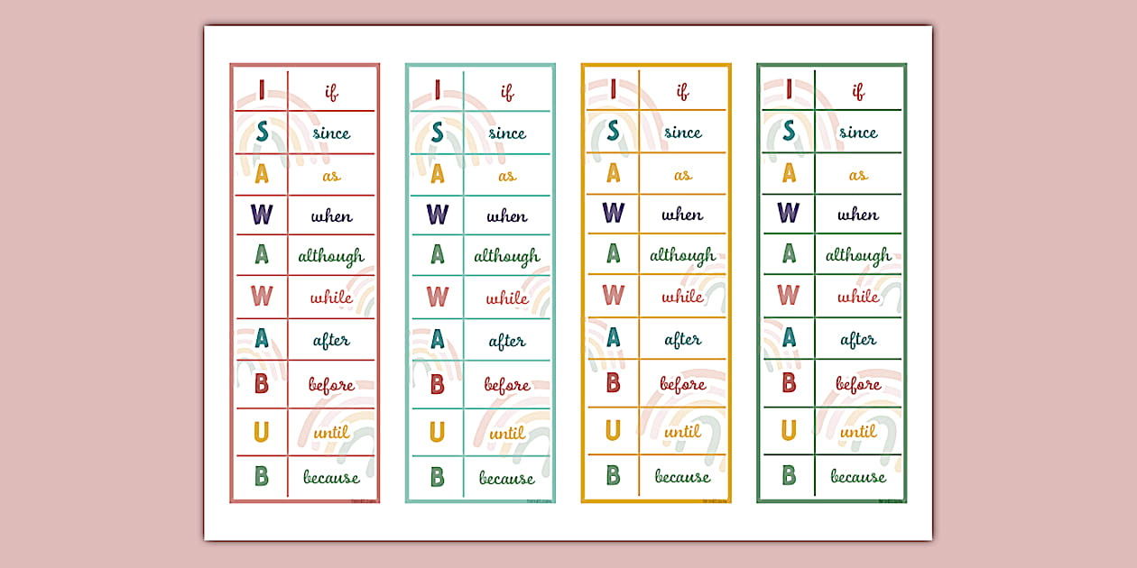 Muted Rainbow Themed I SAW A WABUB Bookmark Cut-Outs