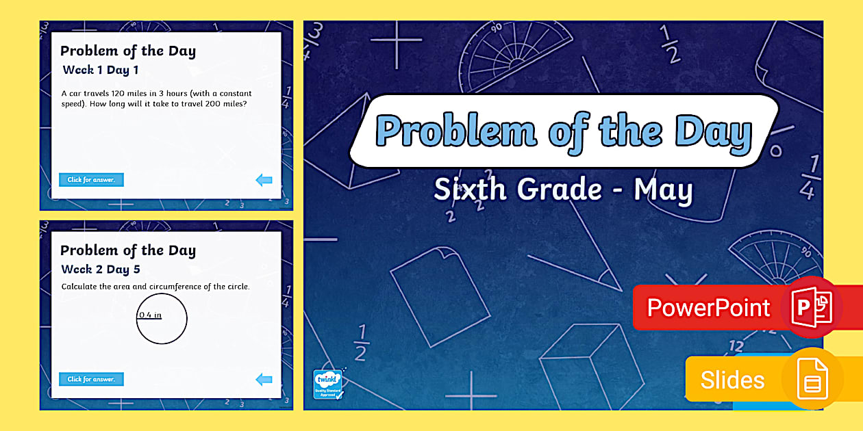 Sixth Grade Math Problem of the Day May PowerPoint and Slides