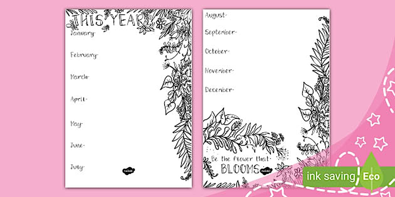Floral-Themed Year Plan Bullet Journal Page (teacher made)