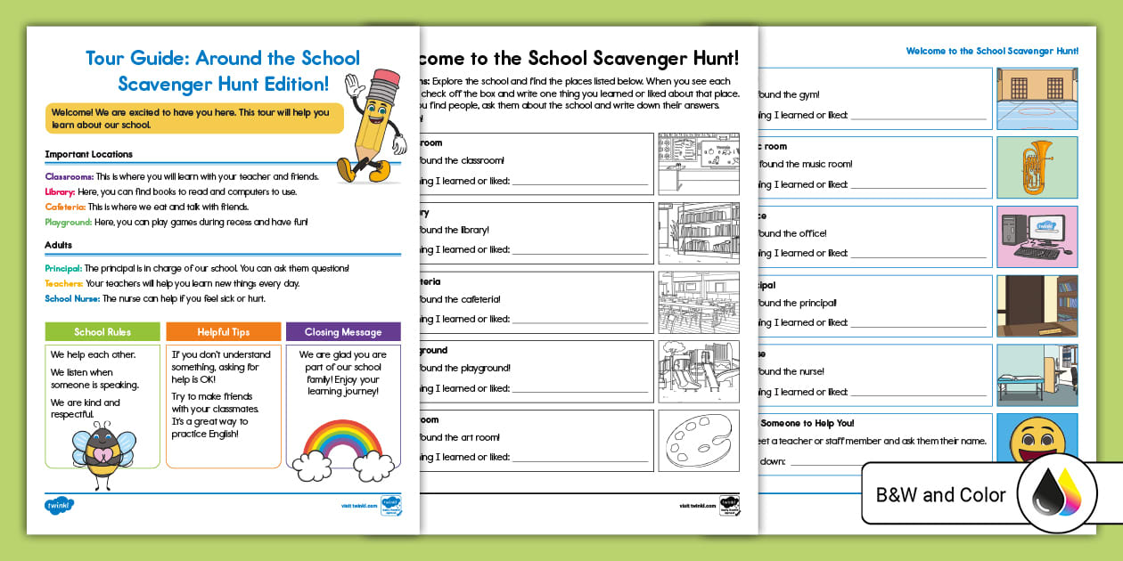 Tour Guide: Around the School Scavenger Hunt for ELL