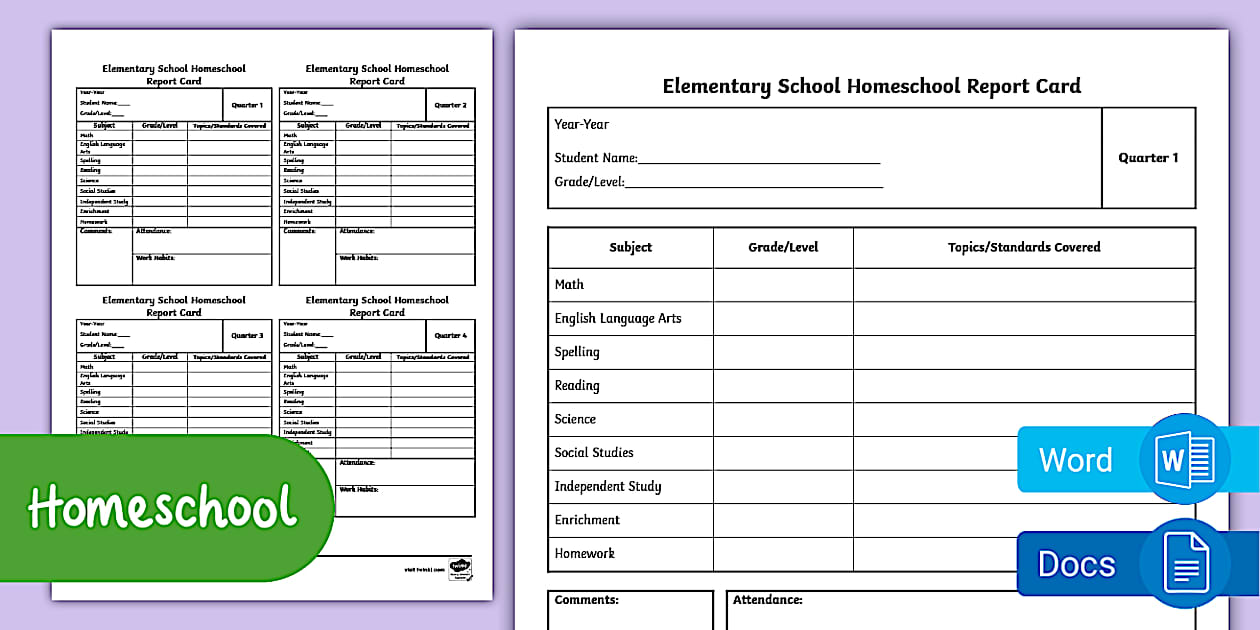 Homeschool Progress Report Template | Resource | Twinkl USA