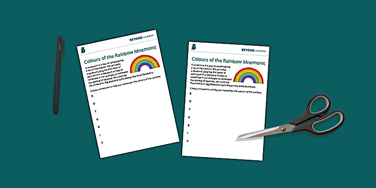 Colours of the Rainbow Mnemonic Worksheet Beyond Science