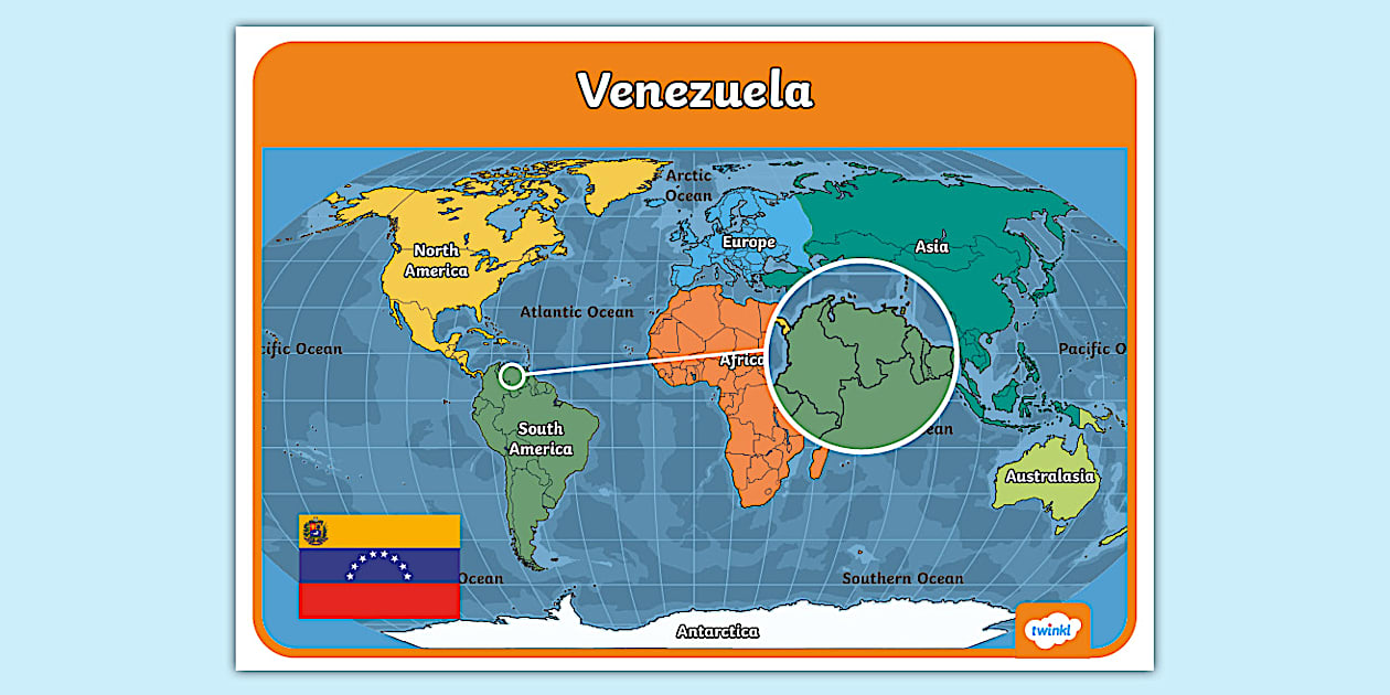 Venezuela World Map Display Poster (teacher made) - Twinkl