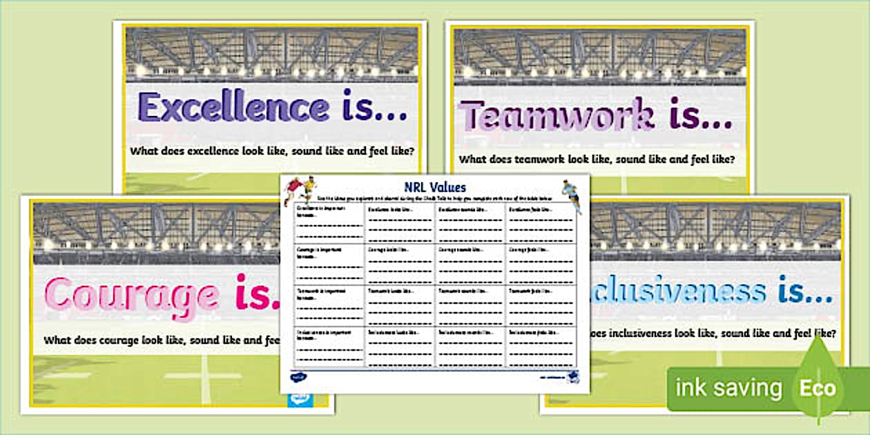 NRL Values Activity (teacher made) - Twinkl