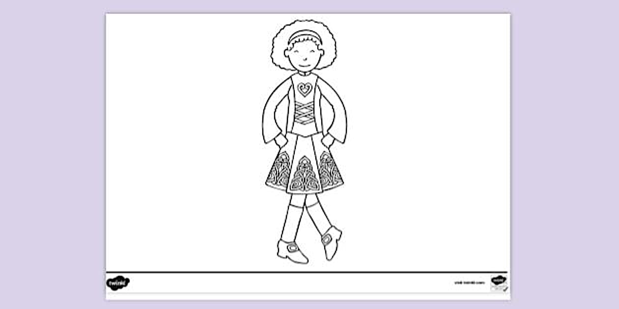 Irish Dance Colouring Sheet (Teacher-Made) - Twinkl