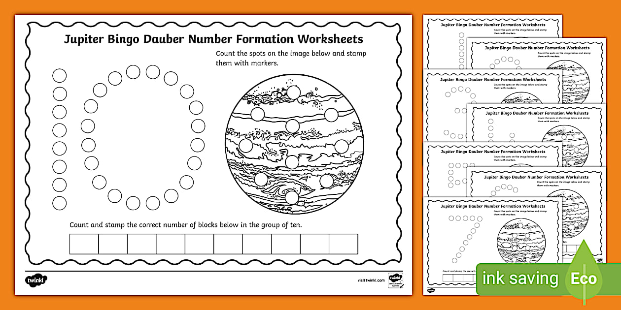 Jupiter Bingo Dauber Number Formation Worksheets | Dauber