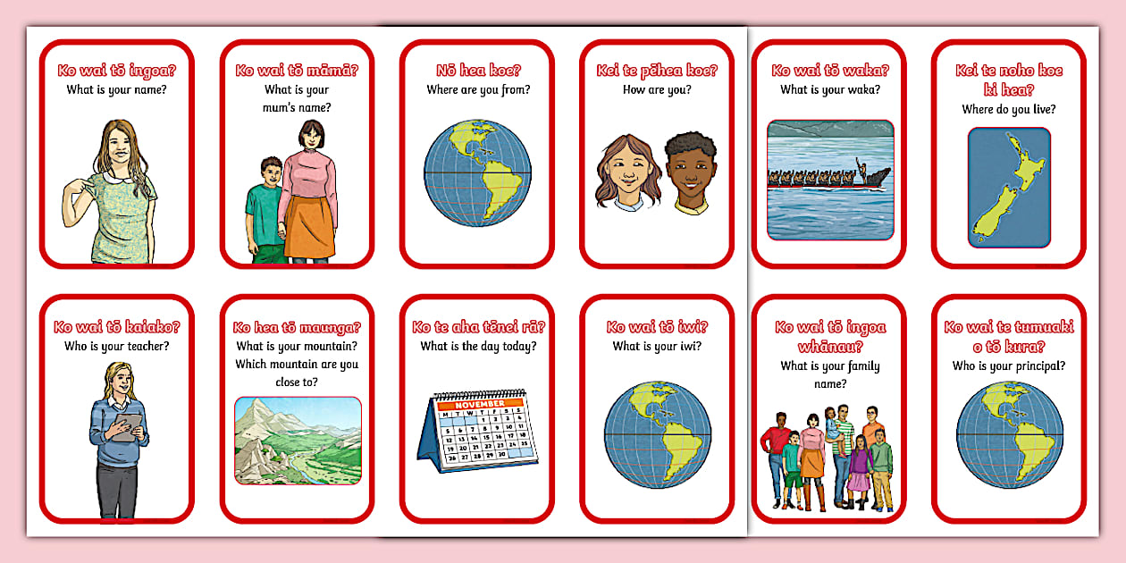 Te Reo Māori Questions to Practise - He Kāri Pātai hei Kōrero - Te Reo ...