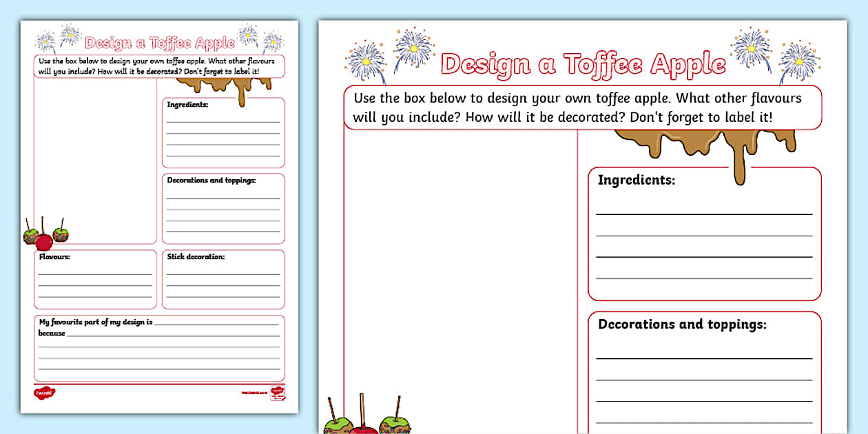 Design a Toffee Apple Worksheet (teacher made) - Twinkl