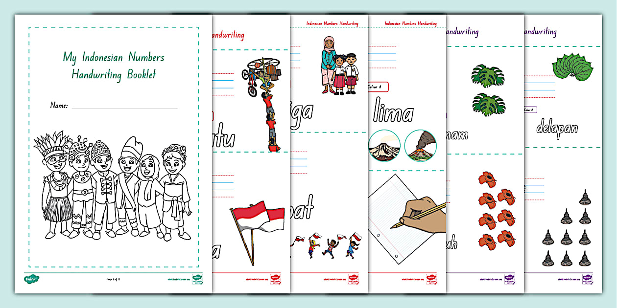 Handwriting Numbers 1-20 Booklet Indonesian - Twinkl