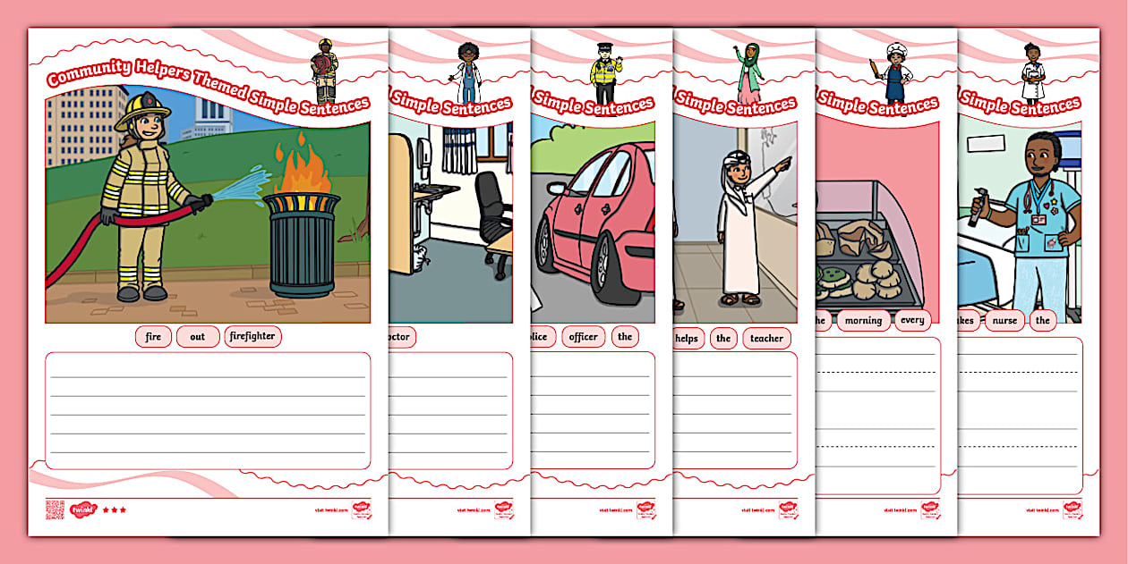 Community Helpers Themed Simple Sentences (Teacher-Made)
