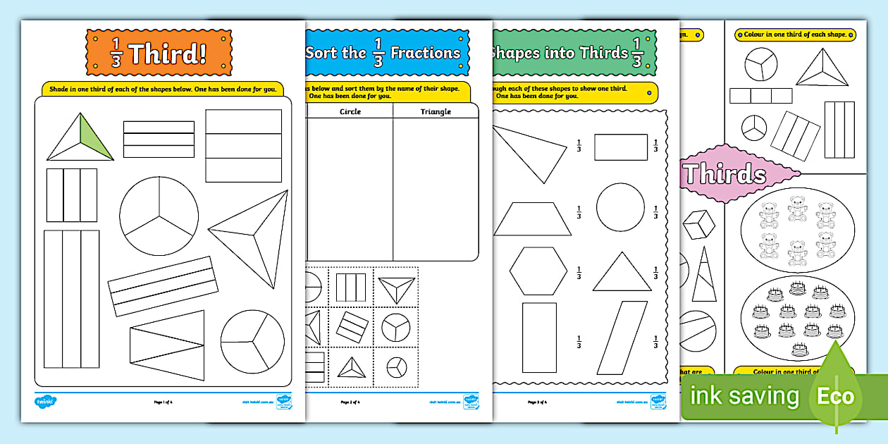 Inclusion Thirds Worksheets (teacher made) - Twinkl