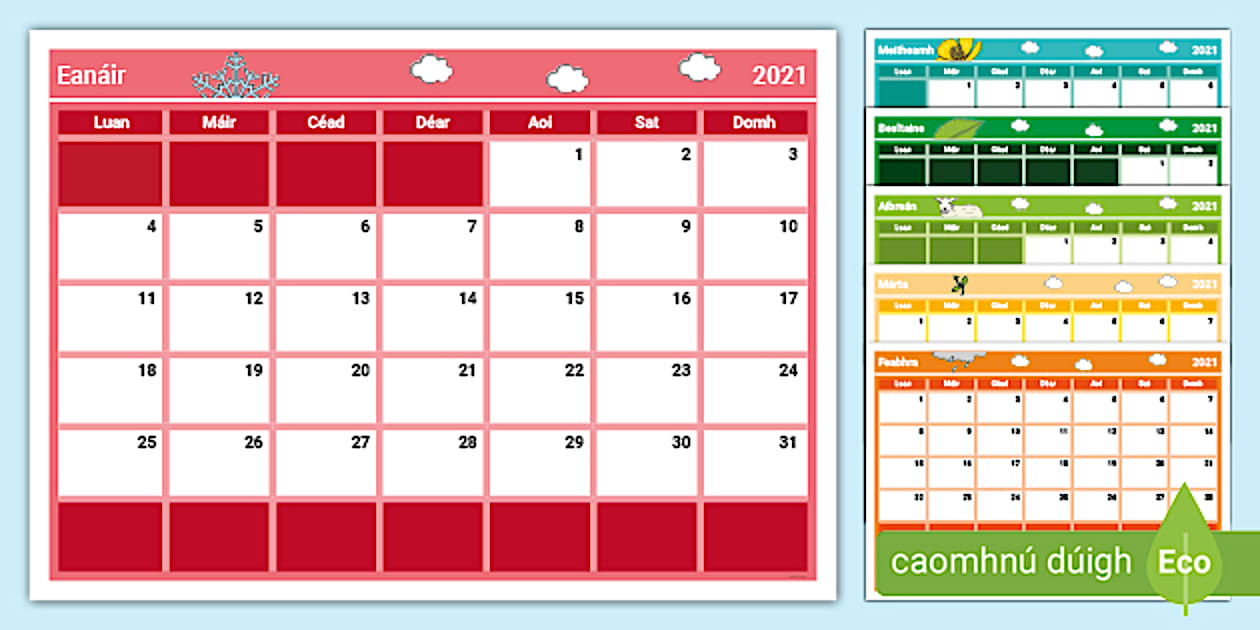 2021 Display Calendar Gaeilge