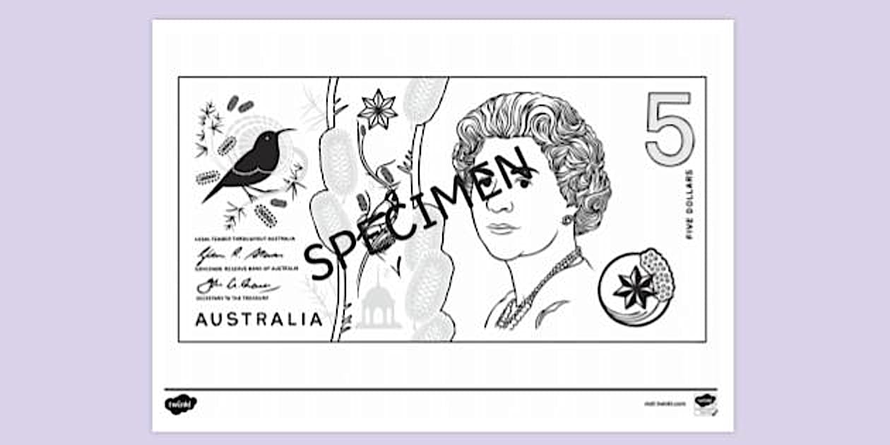 Australian $5 Note Colouring Sheet (teacher made) - Twinkl