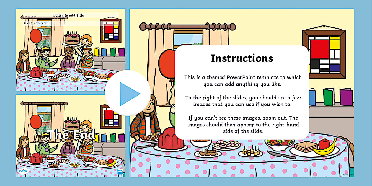 Editable Birthday Themed Background for PowerPoint - Twinkl