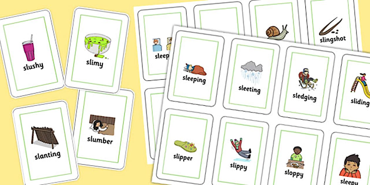 2 Syllable SL Sound Playing Cards (teacher made) - Twinkl