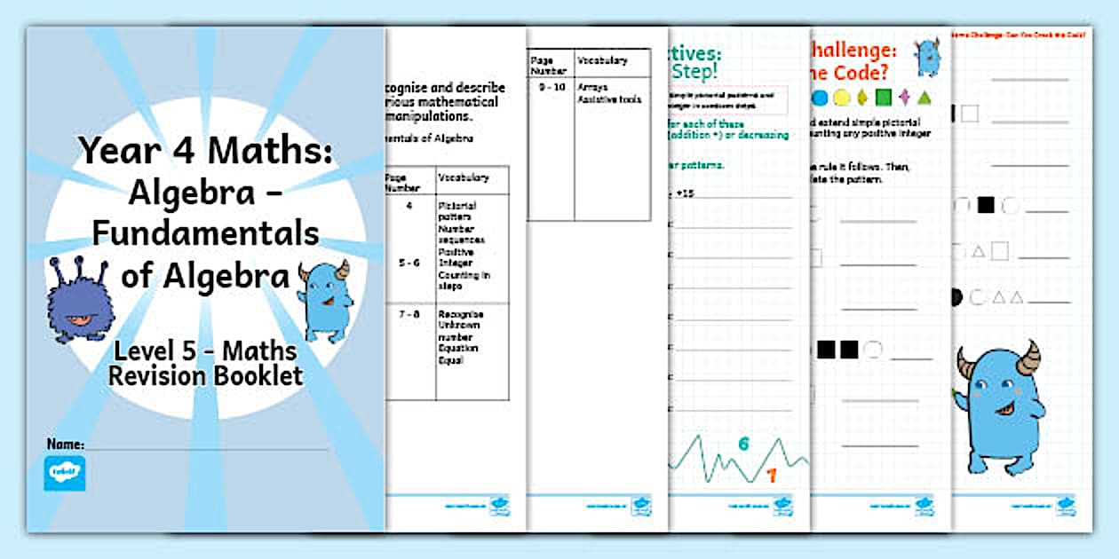 Year 4 Maths Booklet: Algebra – Fundamentals of Algebra