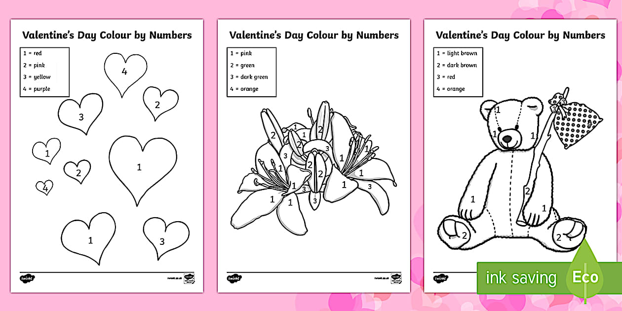 KS1 Valentine’s Day Colour By Number (teacher made)