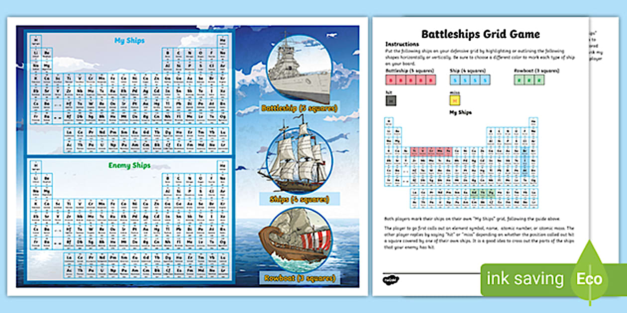 Periodic Table Battleship PDF | Science Resource | Twinkl
