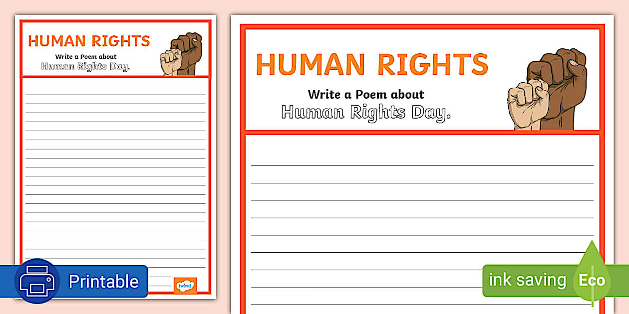 Human Rights Day: Write a Poem Activity (teacher made)