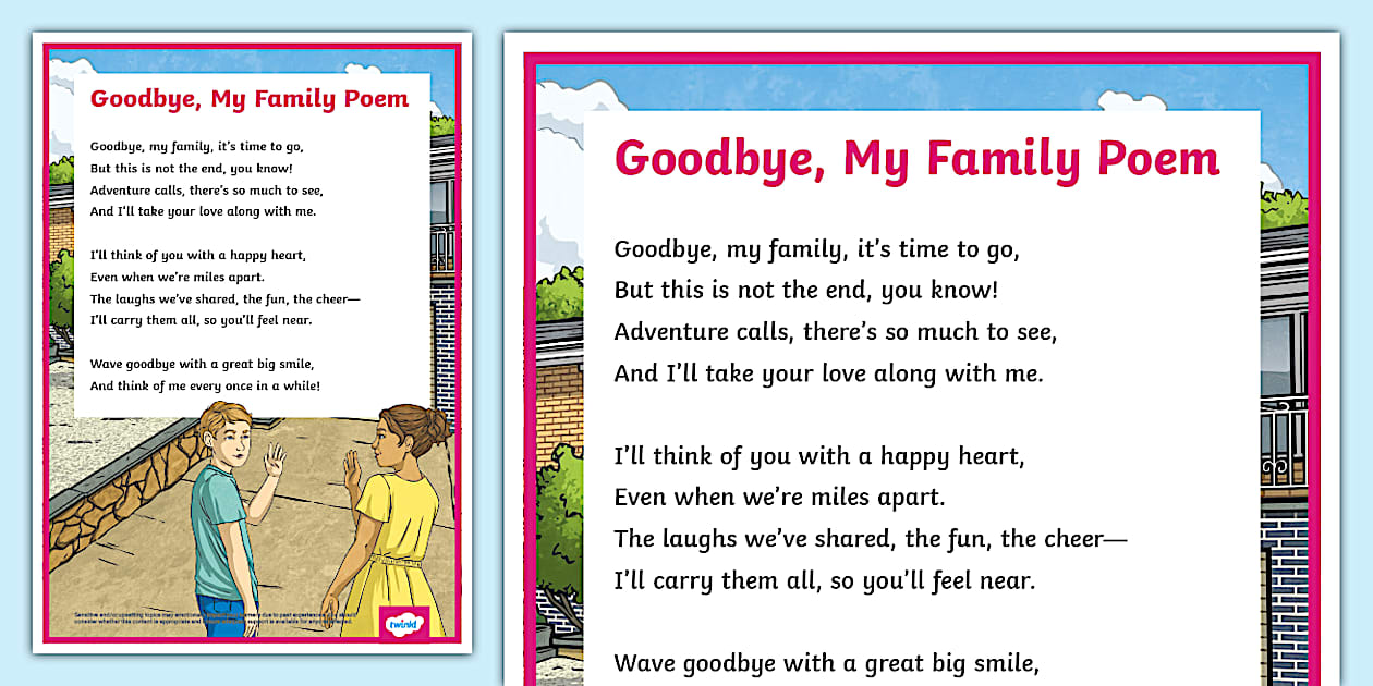 Goodbye, My Family Poem (teacher made) - Twinkl