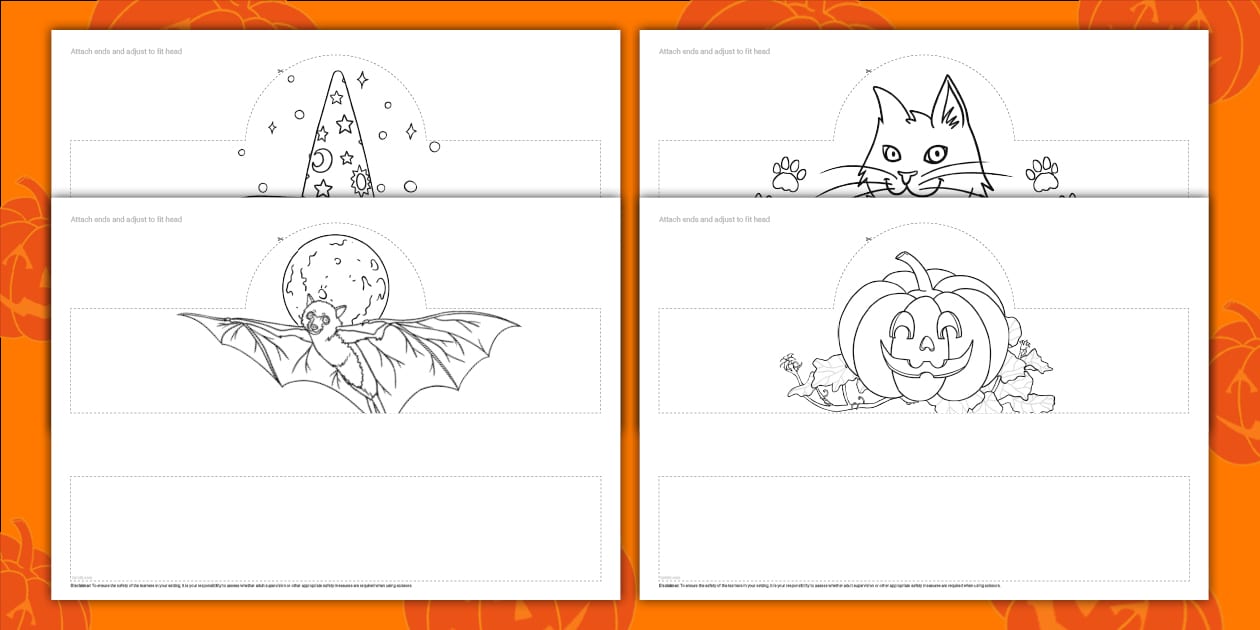 Colouring Halloween Role Play Headbands - Twinkl