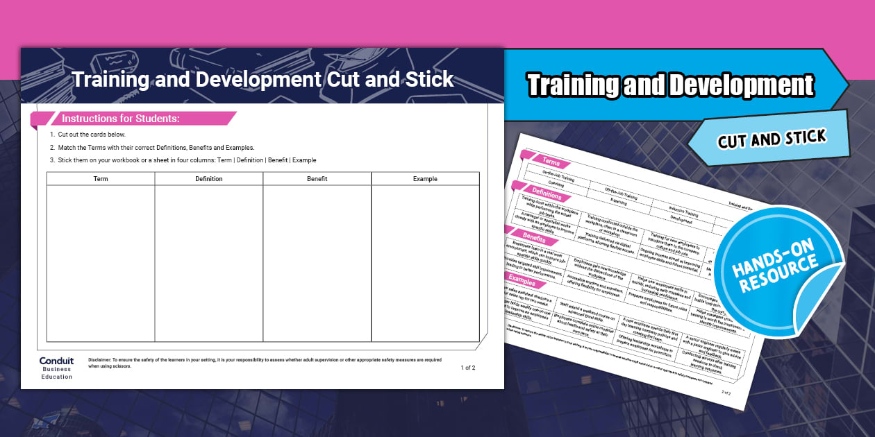 Training and Development Cut and Stick