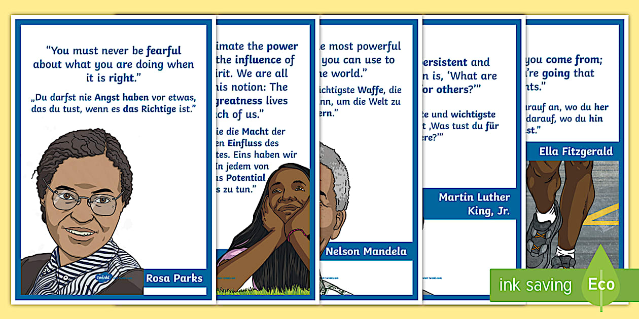 Black History Significant People Quote Display Posters English/German