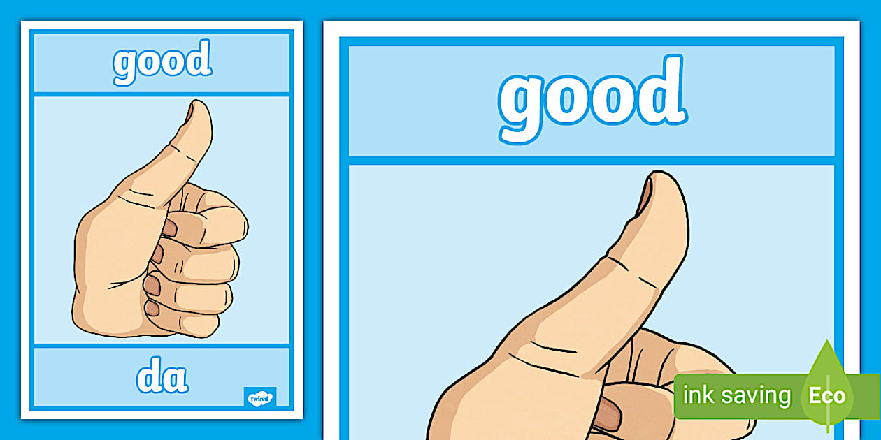 Welsh Word for Good Display Poster (Teacher-Made) - Twinkl