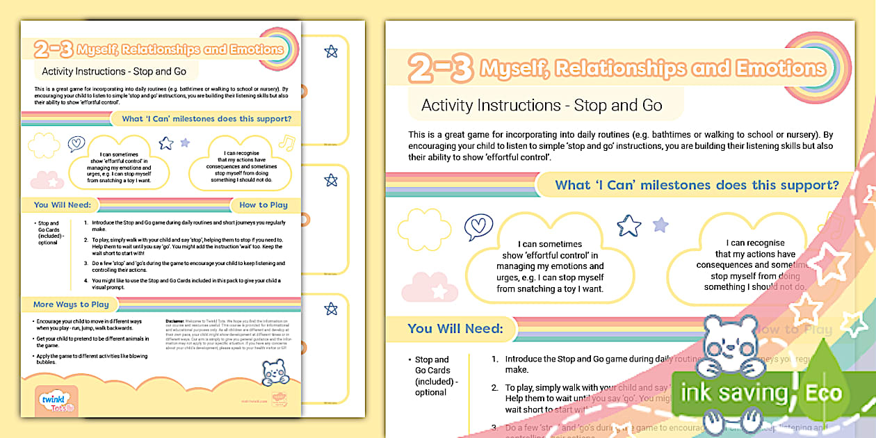 2-3 years Myself Relationships Emotions Stop and Go - Twinkl