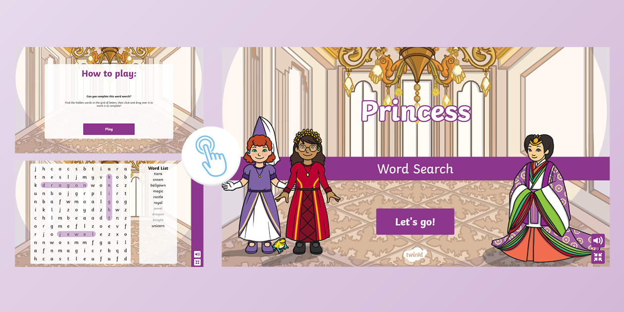 Princess Interactive Word Search (teacher made) - Twinkl