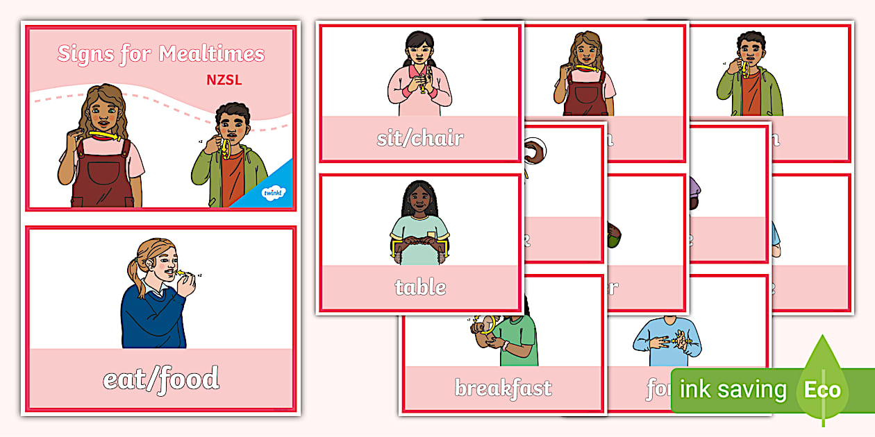 NZSL Meal Time Cards (teacher made) - Twinkl