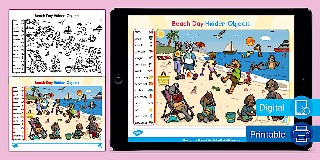 Beach Hidden Pictures Printable Activity | Twinkl USA