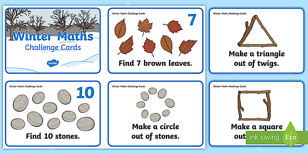 Winter Maths Challenge Cards (teacher made) - Twinkl