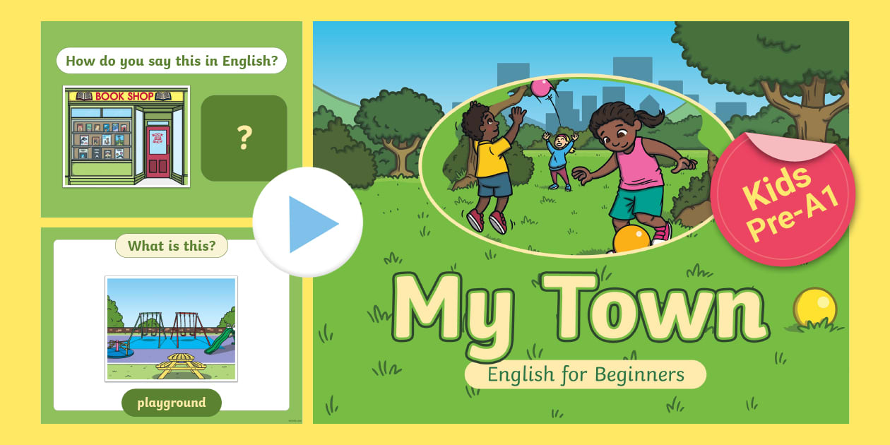 My Town Vocabulary PowerPoint for Kids - Twinkl