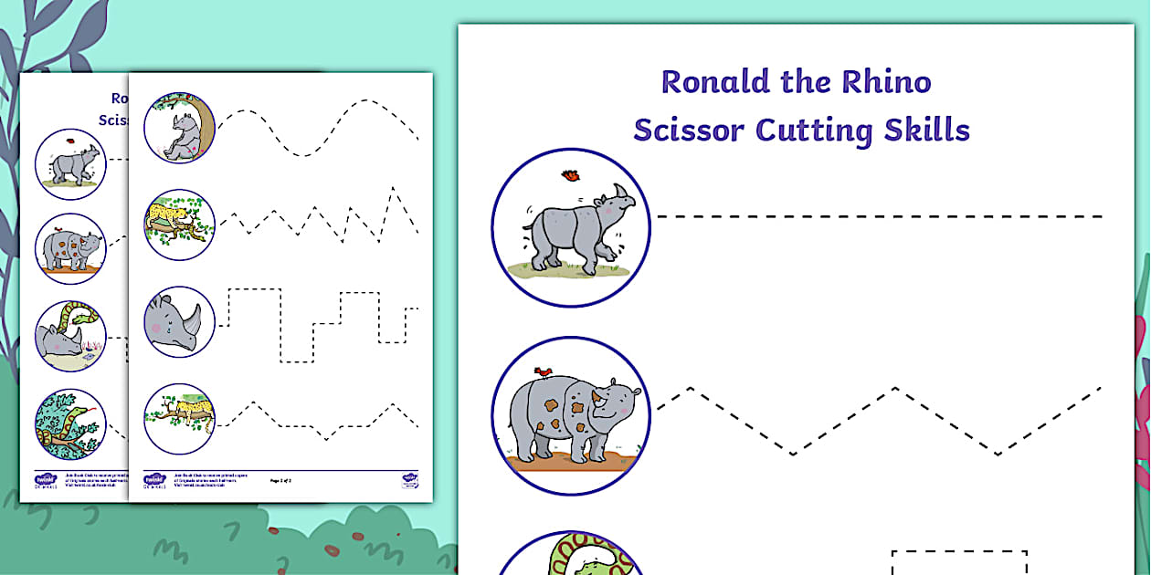 Ronald the Rhino Cutting Skills Worksheet / Worksheets