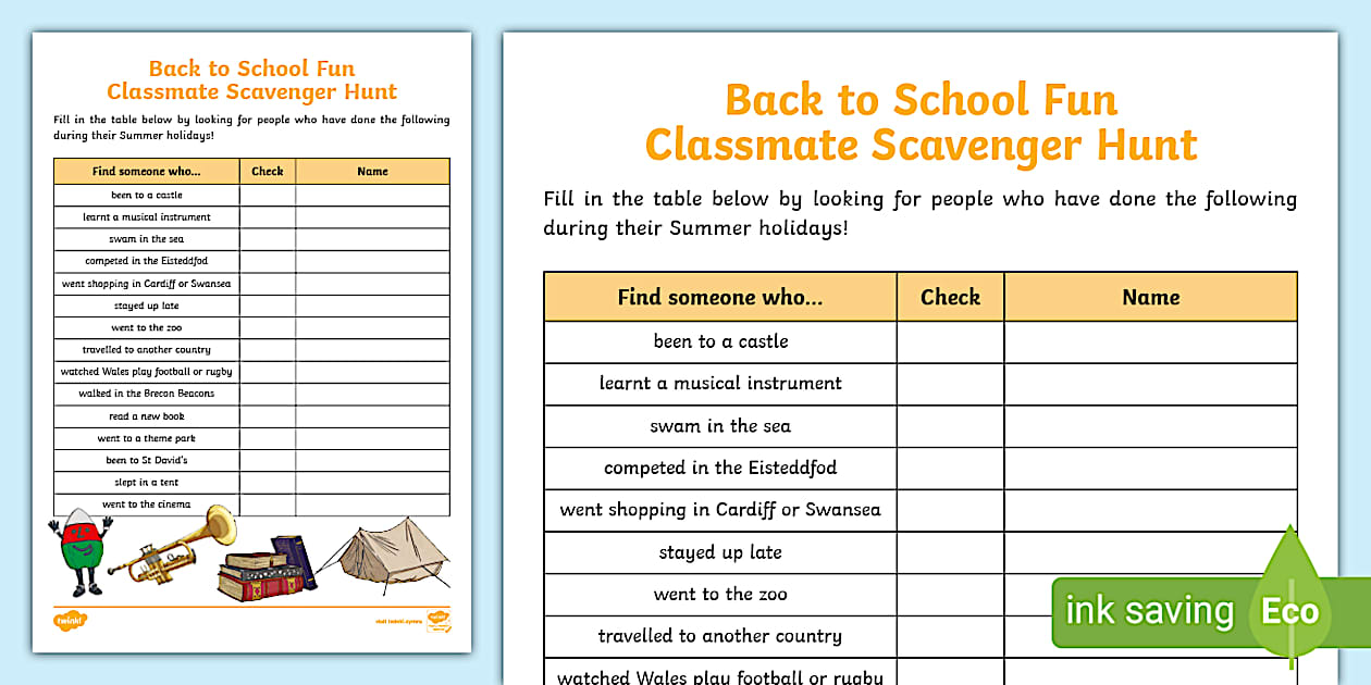 New Class Scavenger Hunt South Wales (teacher made) - Twinkl