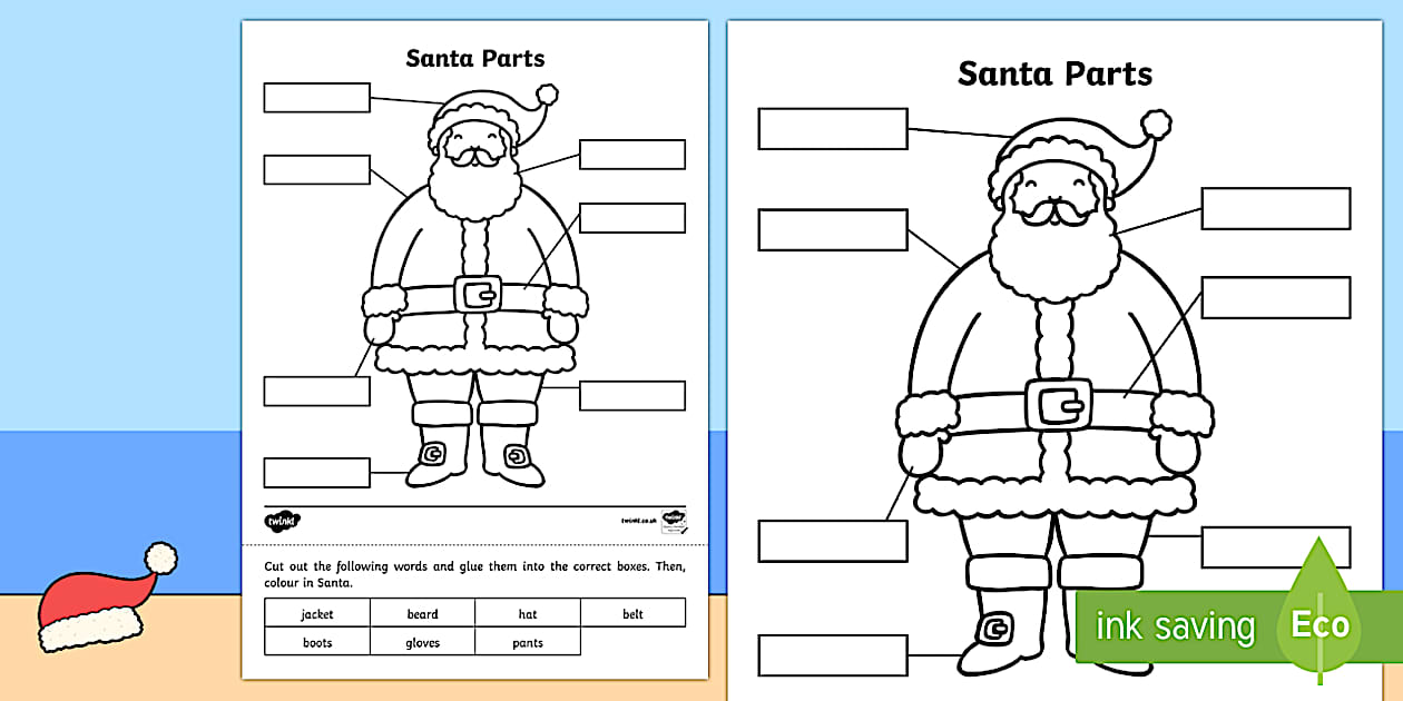 Resources for Christmas: Santa Labeling & Colouring Activity